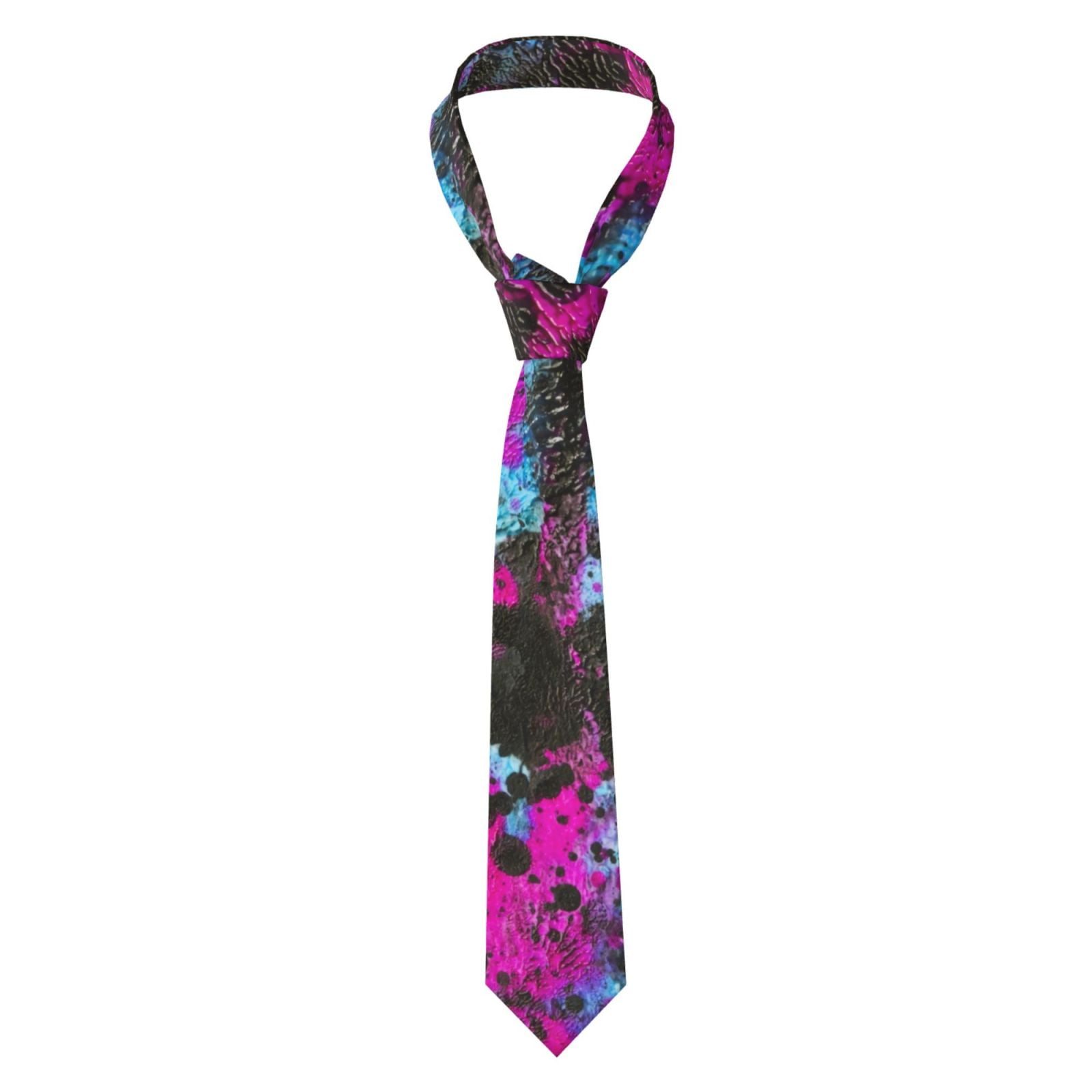 Glow in Dark Splatter Neon Ties for Men Business Wedding Party Suit ...