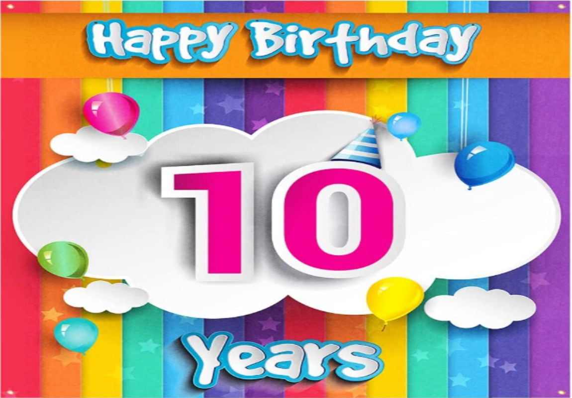 Glow in The Dark 10th Birthday ration Background Banner Girl Boy Spray ...