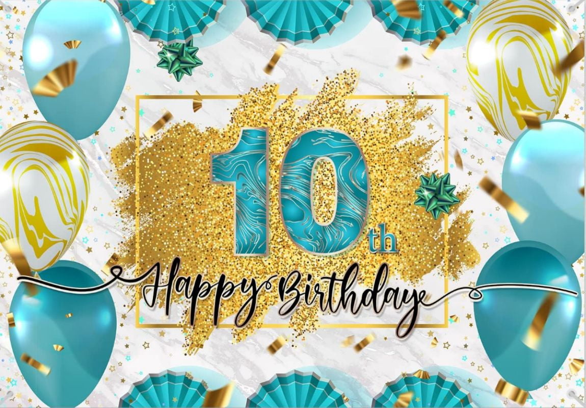 Glow in The Dark 10th Birthday ration Background Banner Girl Boy Spray ...