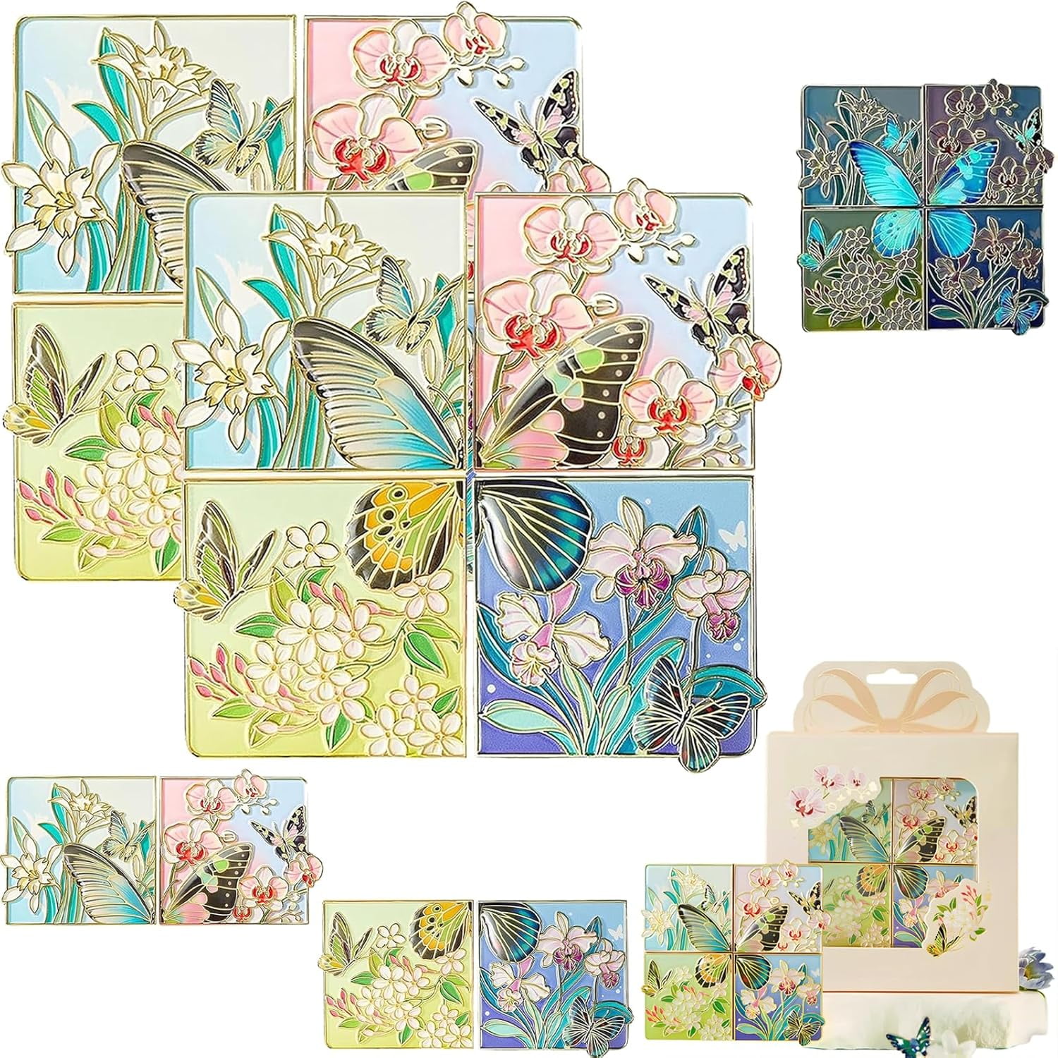Glow-in-The-Dark Butterfly Fridge Magnets, Set of 4 Flower and ...