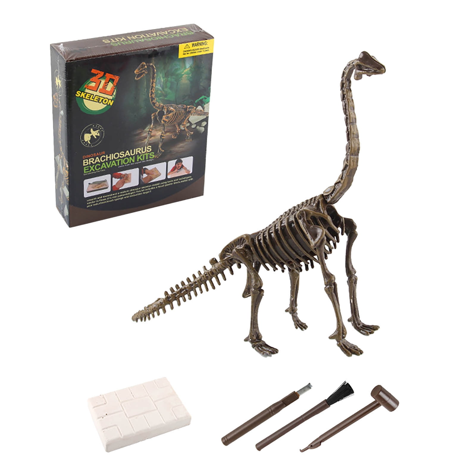 Glow in The Dark Dinosaur Excavation Kit Brachiosaurus Skeleton Dig Toy ...
