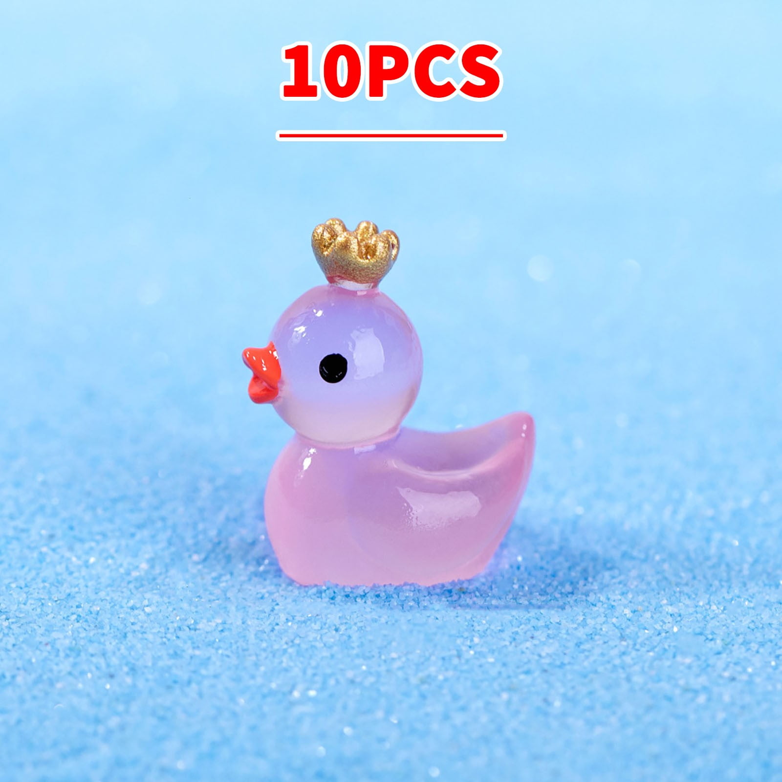 Glow in The Dark Duckling Statues Set of 10 Mini Resin Fish Tank Decorations for Terrarium ...