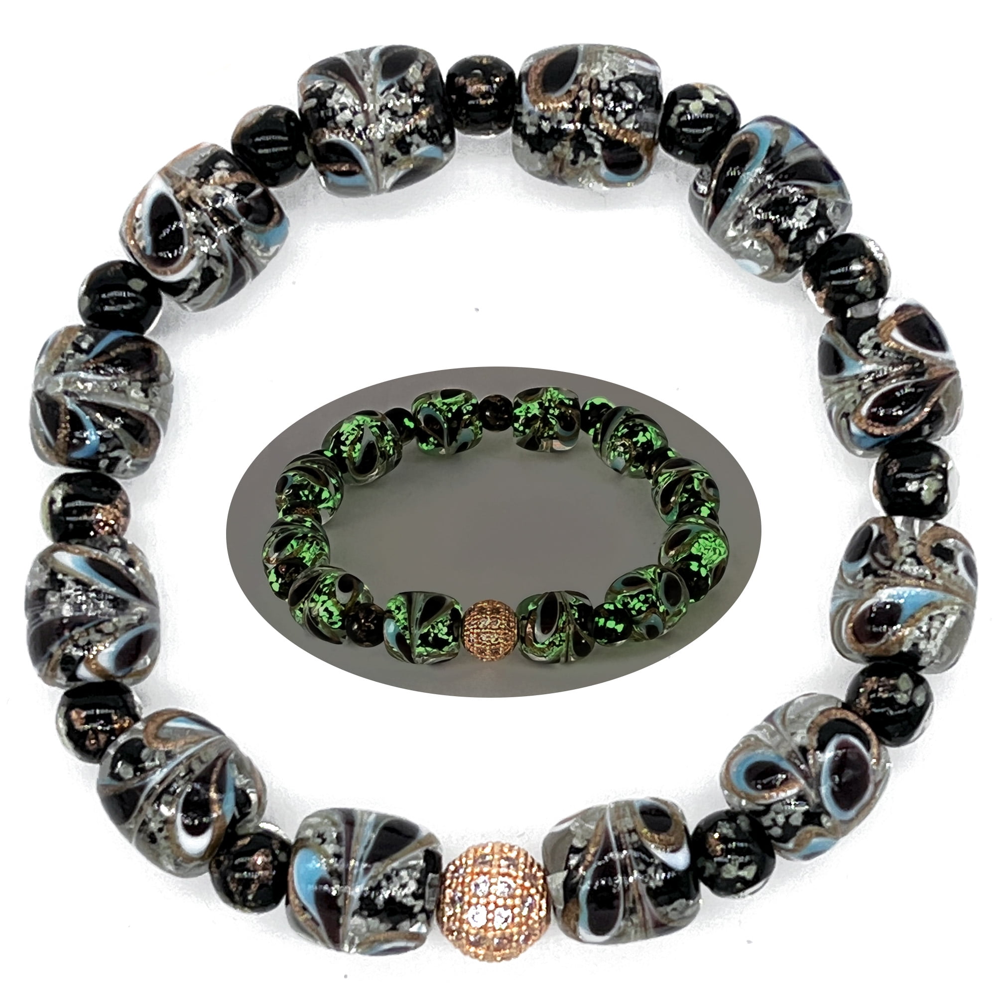 Glow in The Dark Firefly Beads Bracelet, Handmade in USA, Peacock ...
