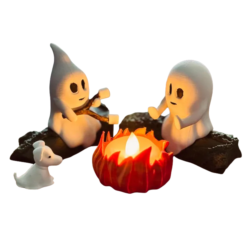 Glow-in-The-Dark Ghost Campfire Gathering, Cute & Cozy Halloween Ghost ...