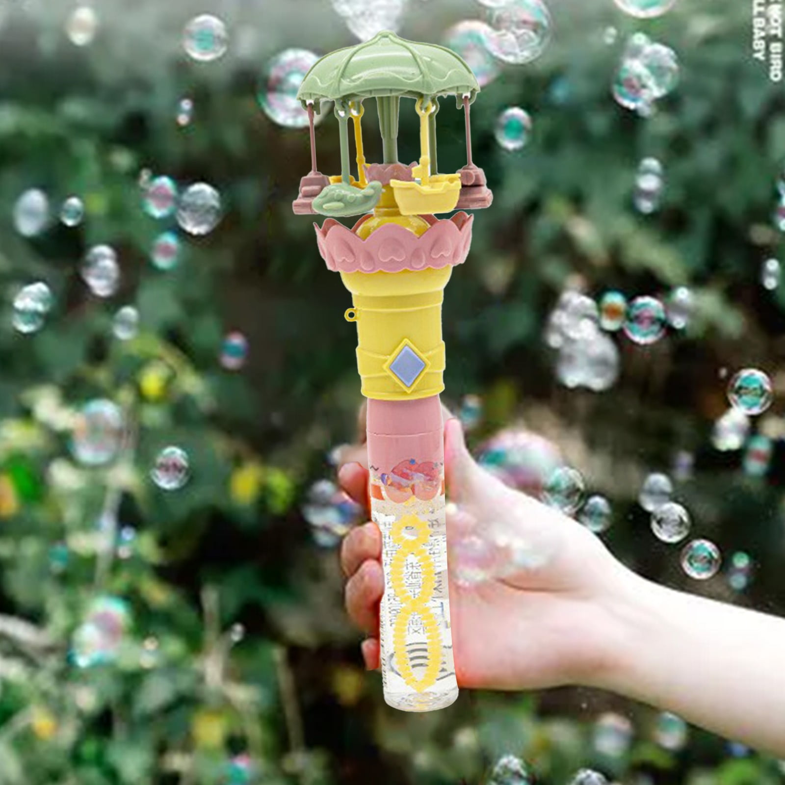 Glow in The Dark Hand Crank Spinning Bubble Blower Wand with LED Lights ...