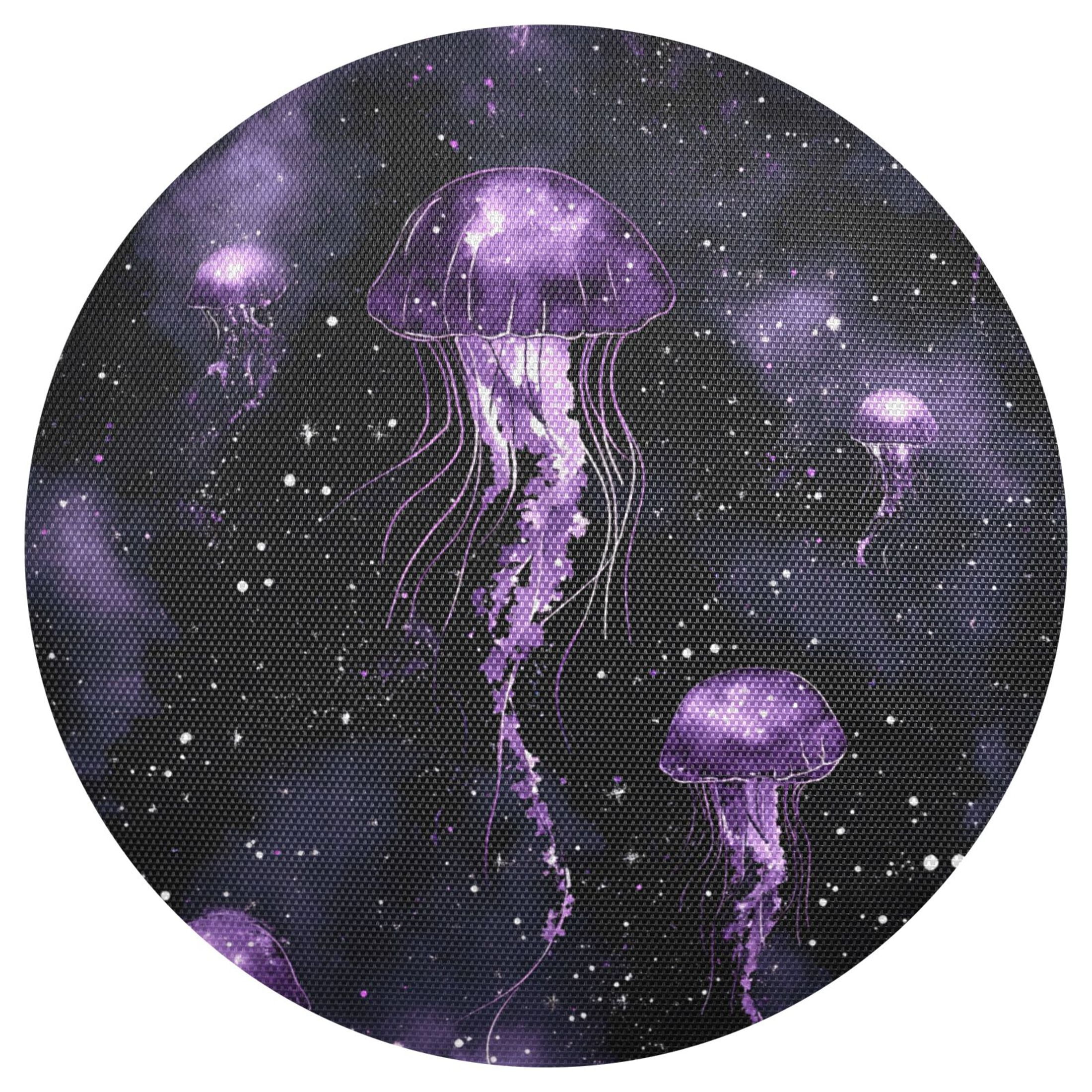 Glow in The Dark Jellyfish 6-Piece 15.4in Durable PVC Plate Mats, Heat ...