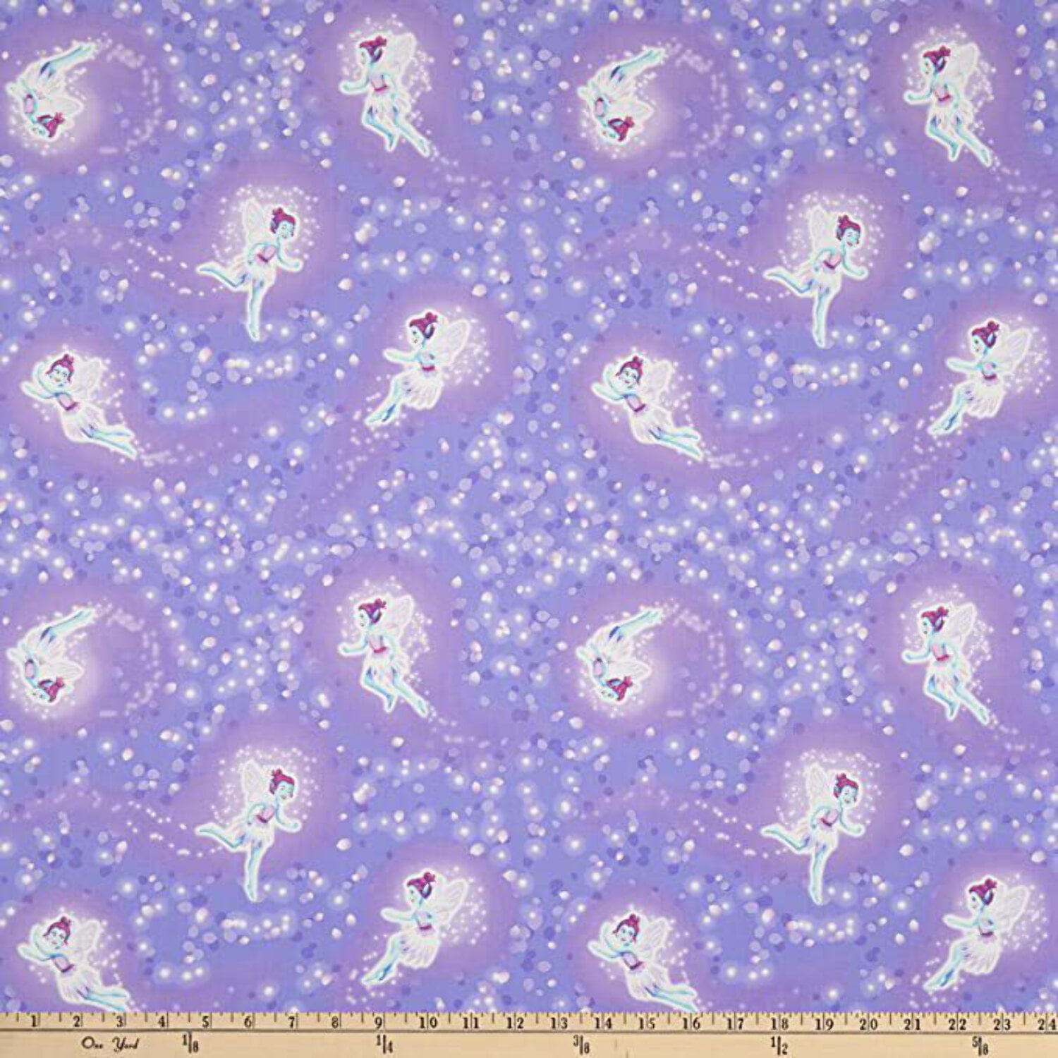 Glow in The Dark Pixies Petals Tossed Pixies Purple Cotton Fabric ...