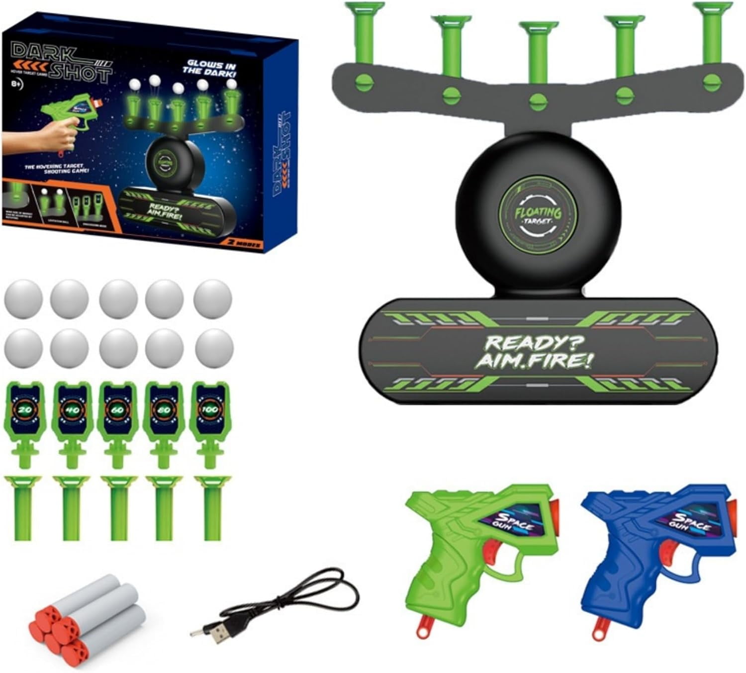 Glow-in-The-Dark Shooting Target Practice Kids Shooting Toy Gun Set ...