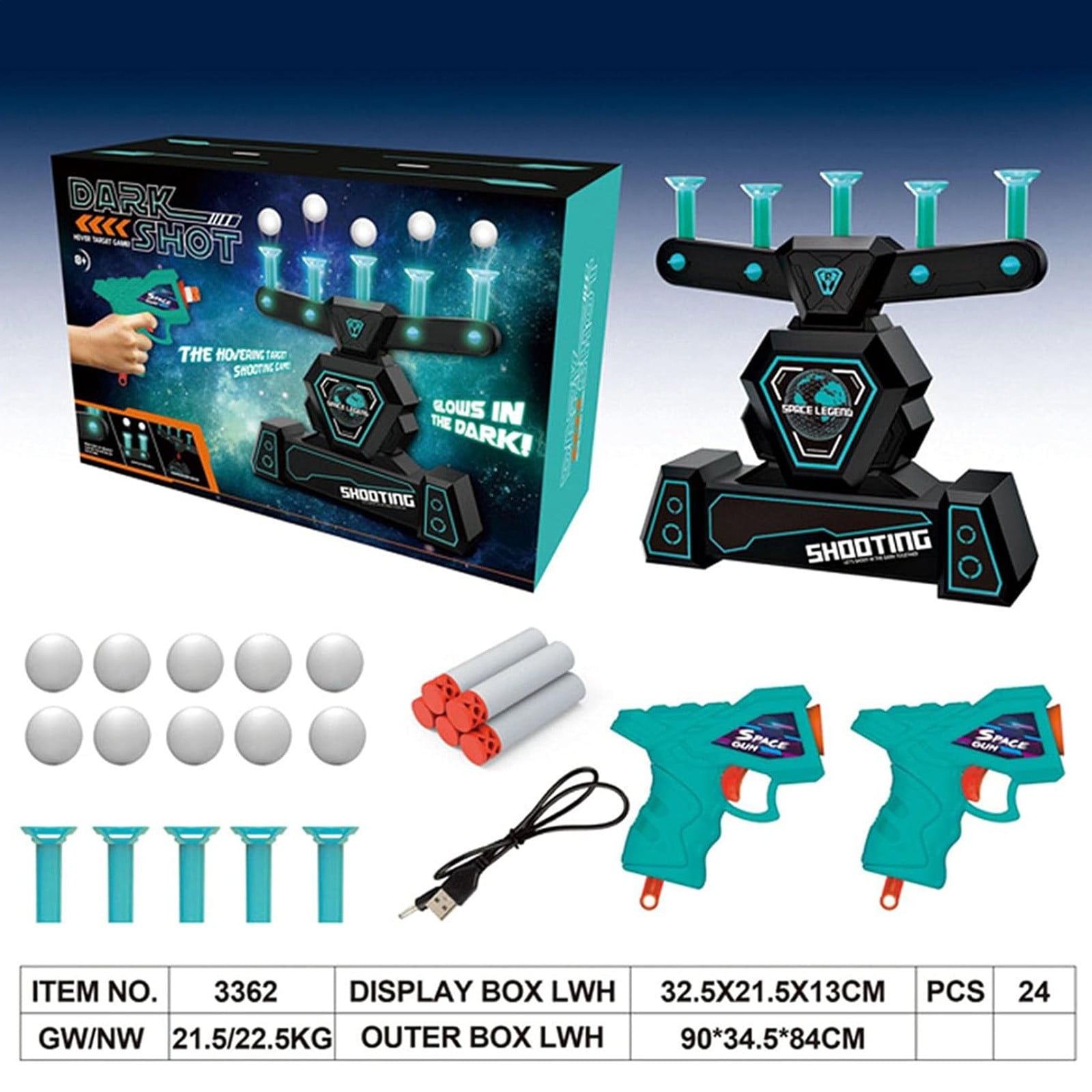 Glow-in-The-Dark Shooting Target Practice Kids Shooting Toy Gun Set ...