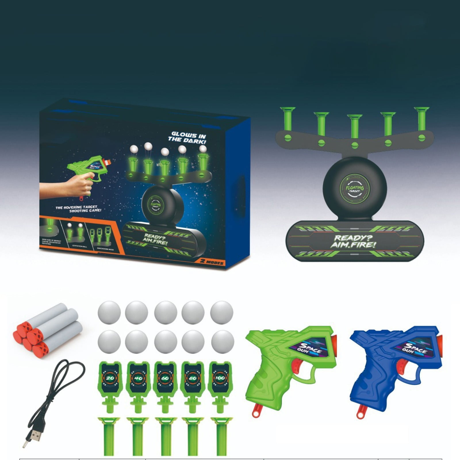 Glow-in-The-Dark Shooting Target Practice Kids Shooting Toy Gun Set ...