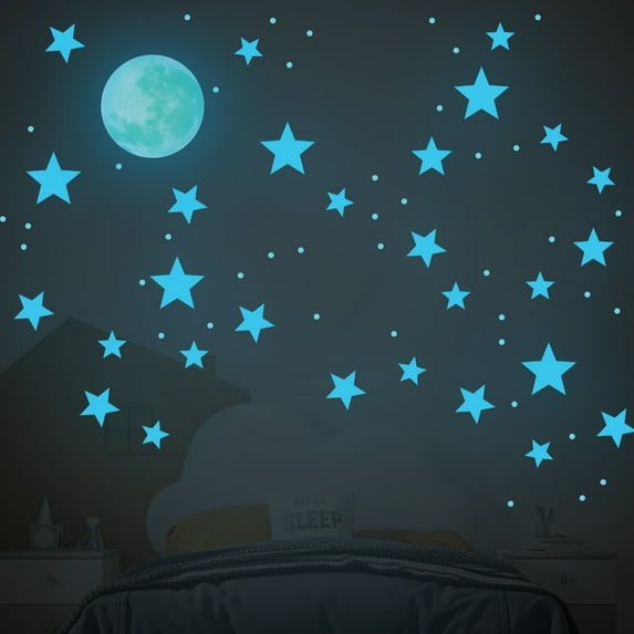 3D Glow in The Dark Stars & Moon, 1028 Pcs Room Decor, Blue Sky Stickers for Ceiling/Wall ...