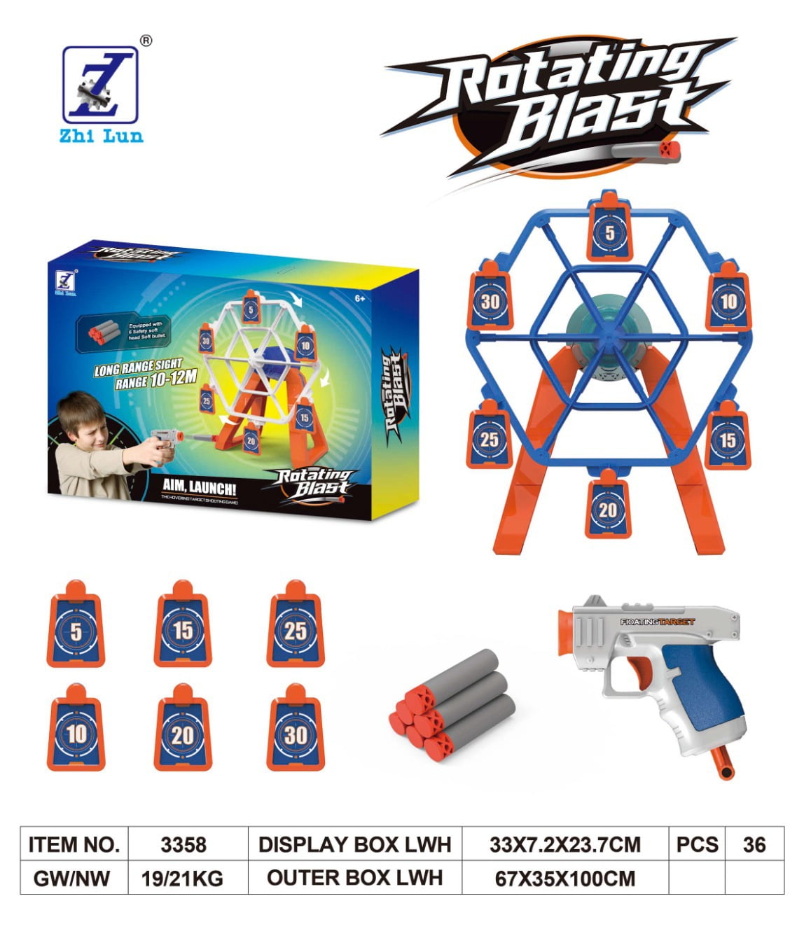 Glow-in-The-Dark Target Practice Kids Toy Set, USB 2in1 Luminous ...