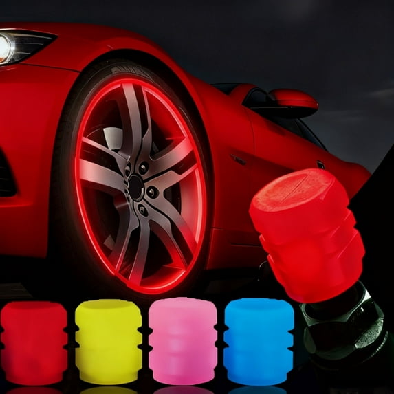 Glow-in-the-Dark Car Tire Valve Cap Set - Durable, Easy-to-Install ...