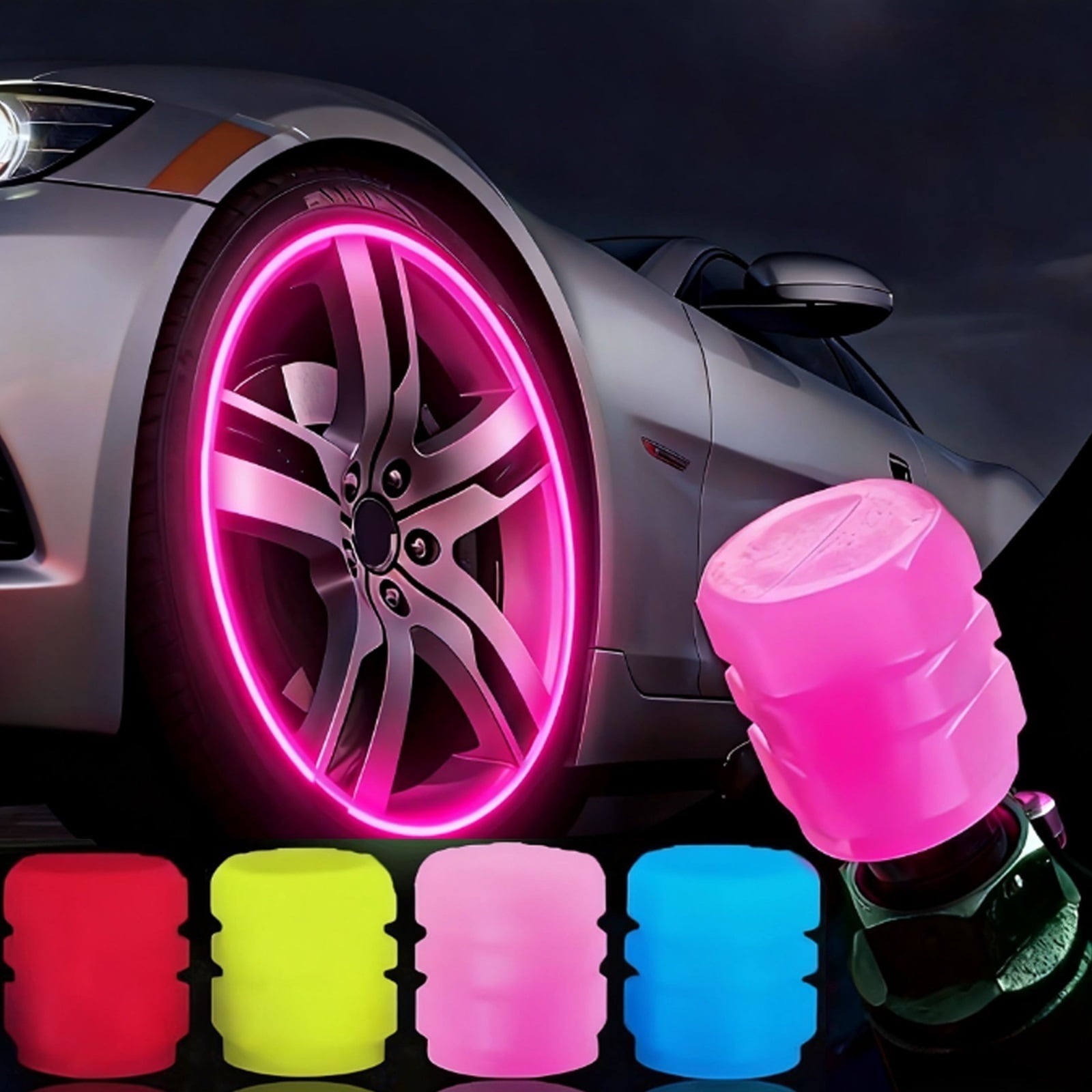 Glow-in-the-Dark Car Tire Valve Cap Set - Durable, Easy-to-Install ...