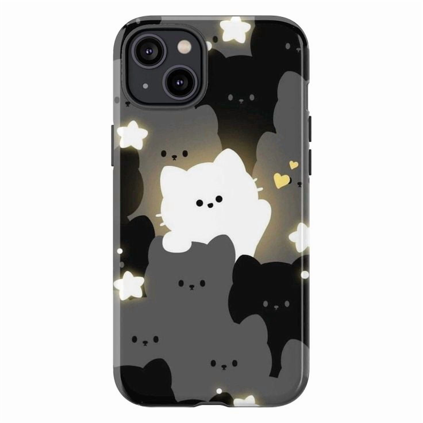 Glow in the Dark Cat Phone Case, Kawaii Starry Night Kitten Design ...