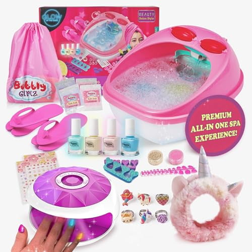 Glow in the Dark Kids Foot Spa Kit with Pedicure Kit - Kids Nail Polish ...