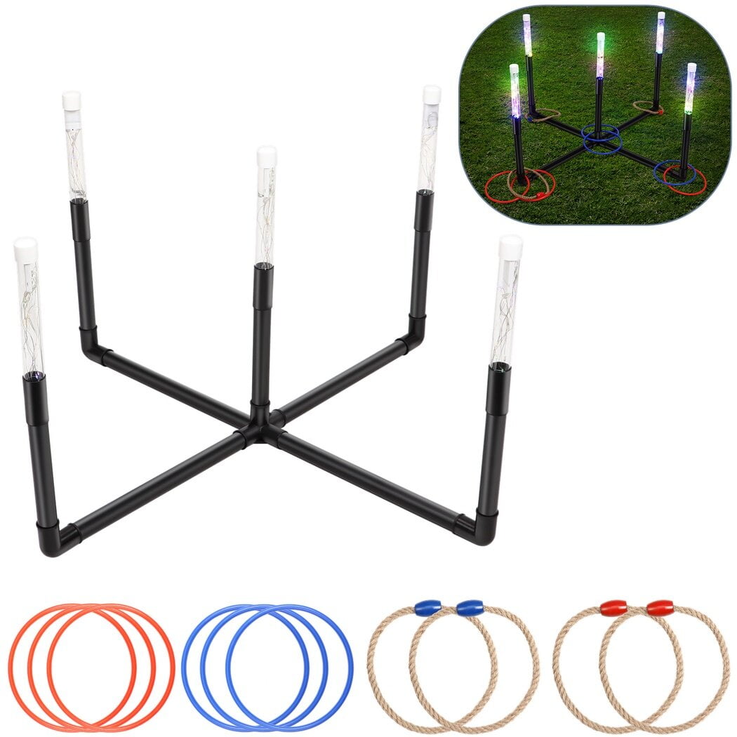 Glow in the Dark LED Throwing Ring Set: Family Outdoor Game for Lawn ...