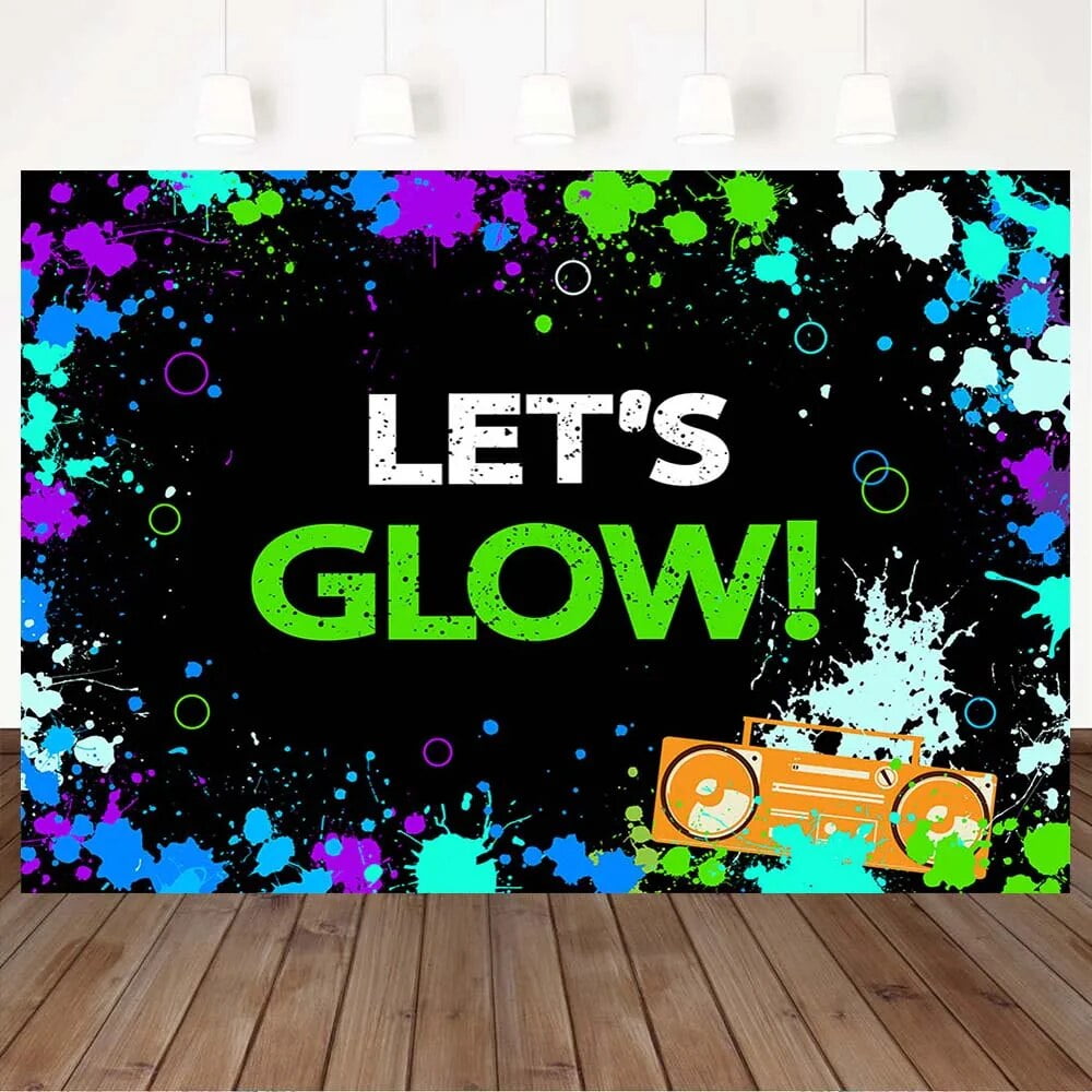 Glow in the Dark Neon Lights Birthday Party Photography Backdrops Retro ...