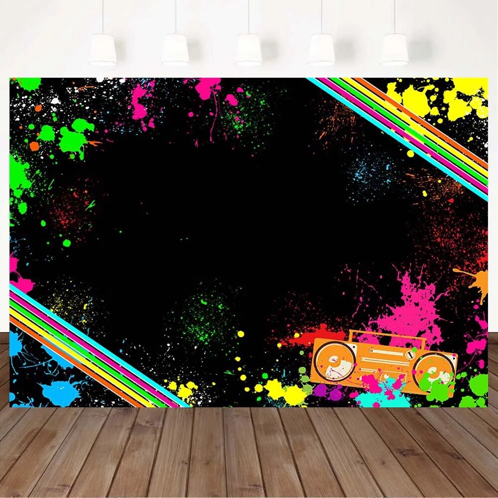 Glow in the Dark Neon Lights Birthday Party Photography Backdrops Retro ...