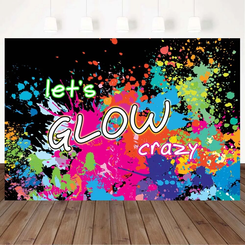 Glow in the Dark Neon Lights Birthday Party Photography Backdrops Retro ...