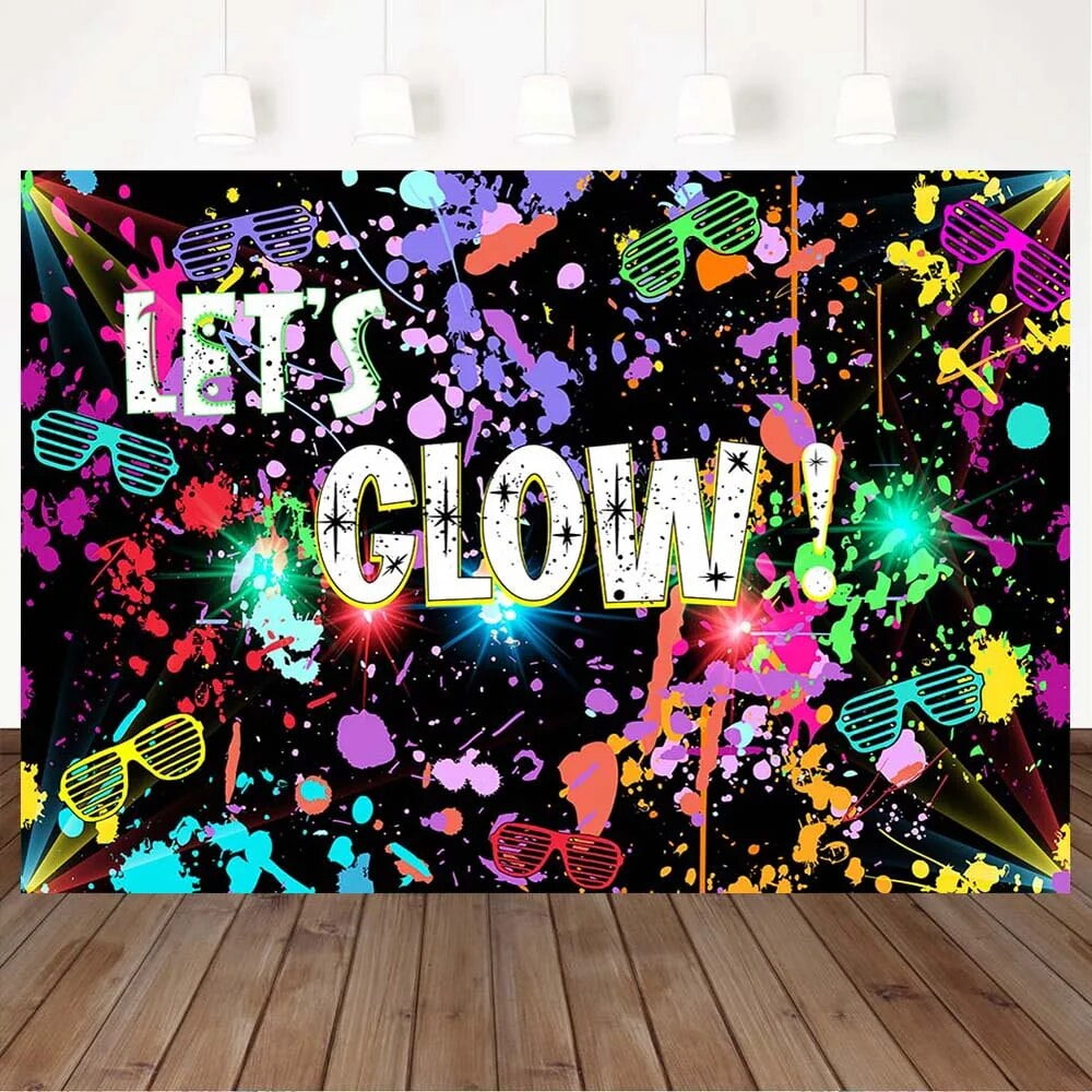 Glow in the Dark Neon Lights Birthday Party Photography Backdrops Retro ...