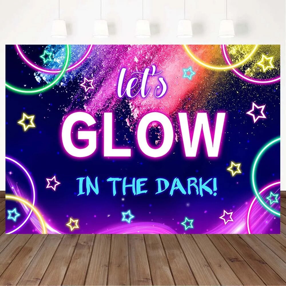 Glow in the Dark Neon Lights Birthday Party Photography Backdrops Retro ...