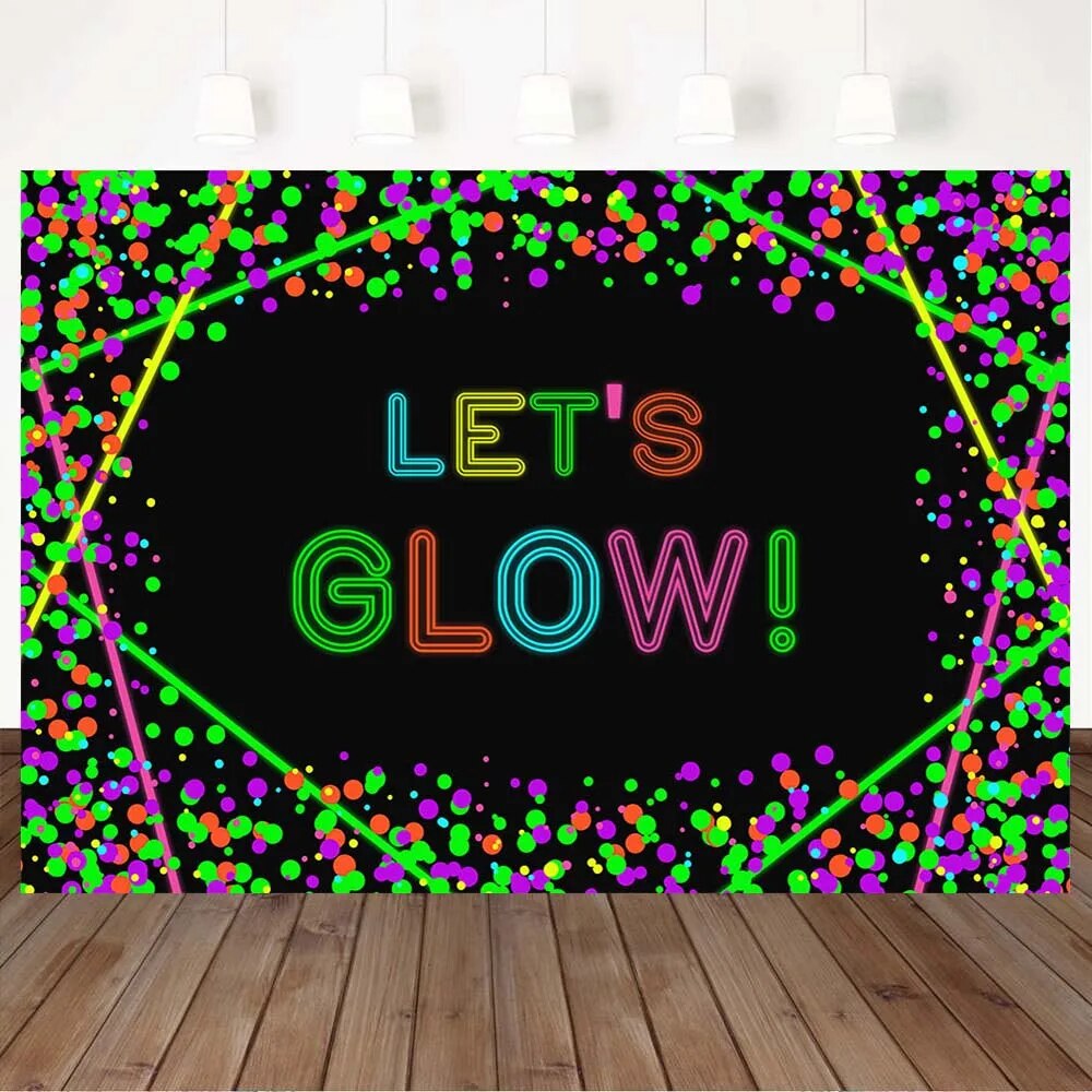 Glow in the Dark Neon Lights Birthday Party Photography Backdrops Retro ...