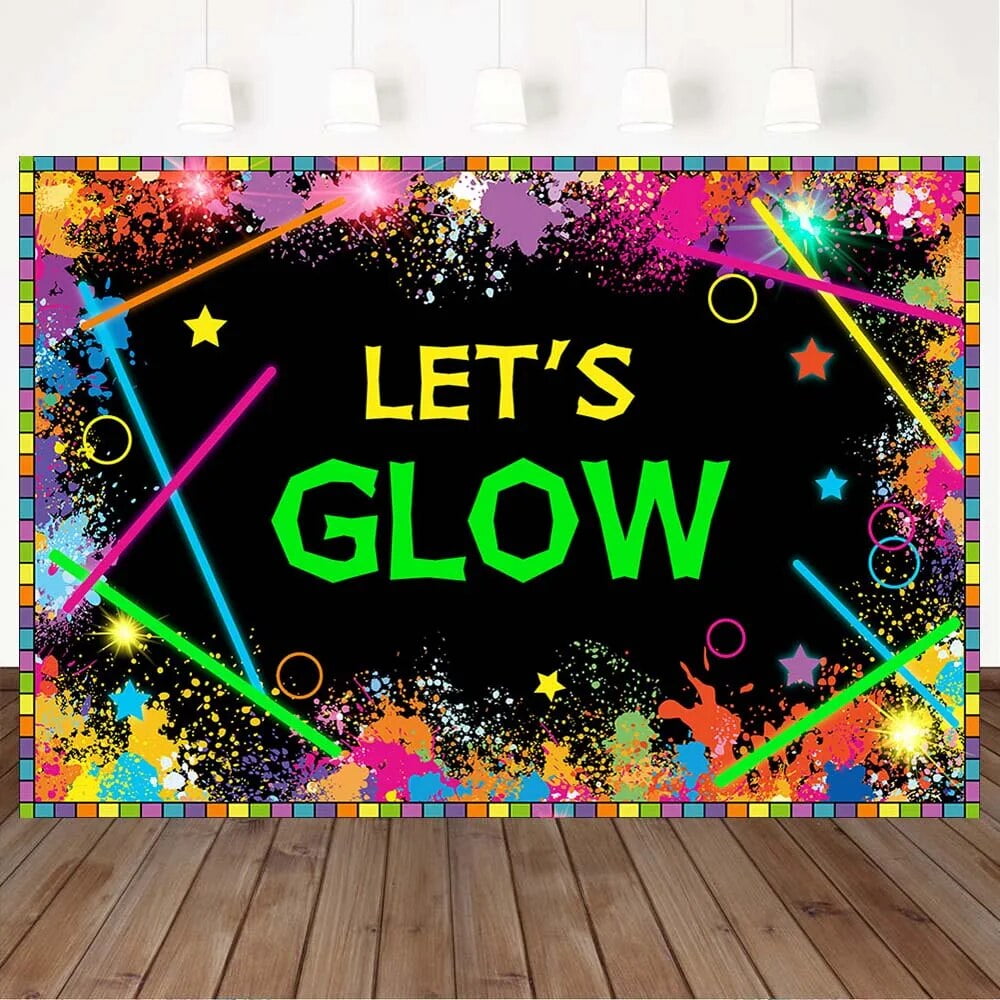 Glow in the Dark Neon Lights Birthday Party Photography Backdrops Retro ...