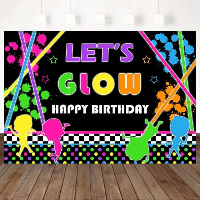 Glow in the Dark Neon Lights Birthday Party Photography Backdrops Retro Dance Party Graffiti ...