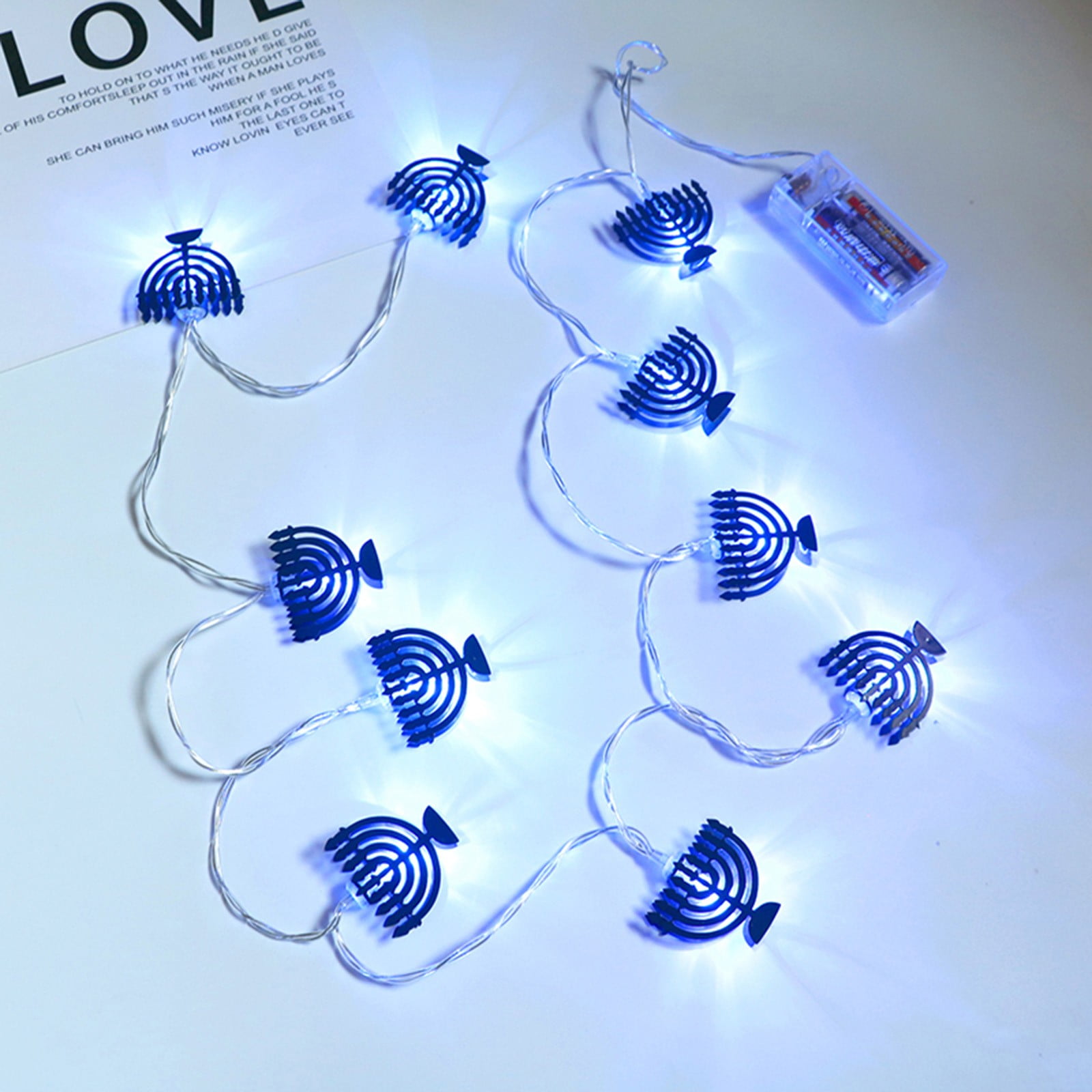 Glow in the Dark Party Decoration,10 LED Chanukah Hanukkah String Party Light Decors Candlestick ...
