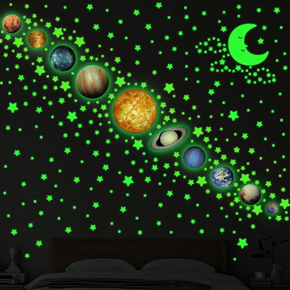 Glow in the Dark Stars Solar System Wall Decals, Earth and Planet ...