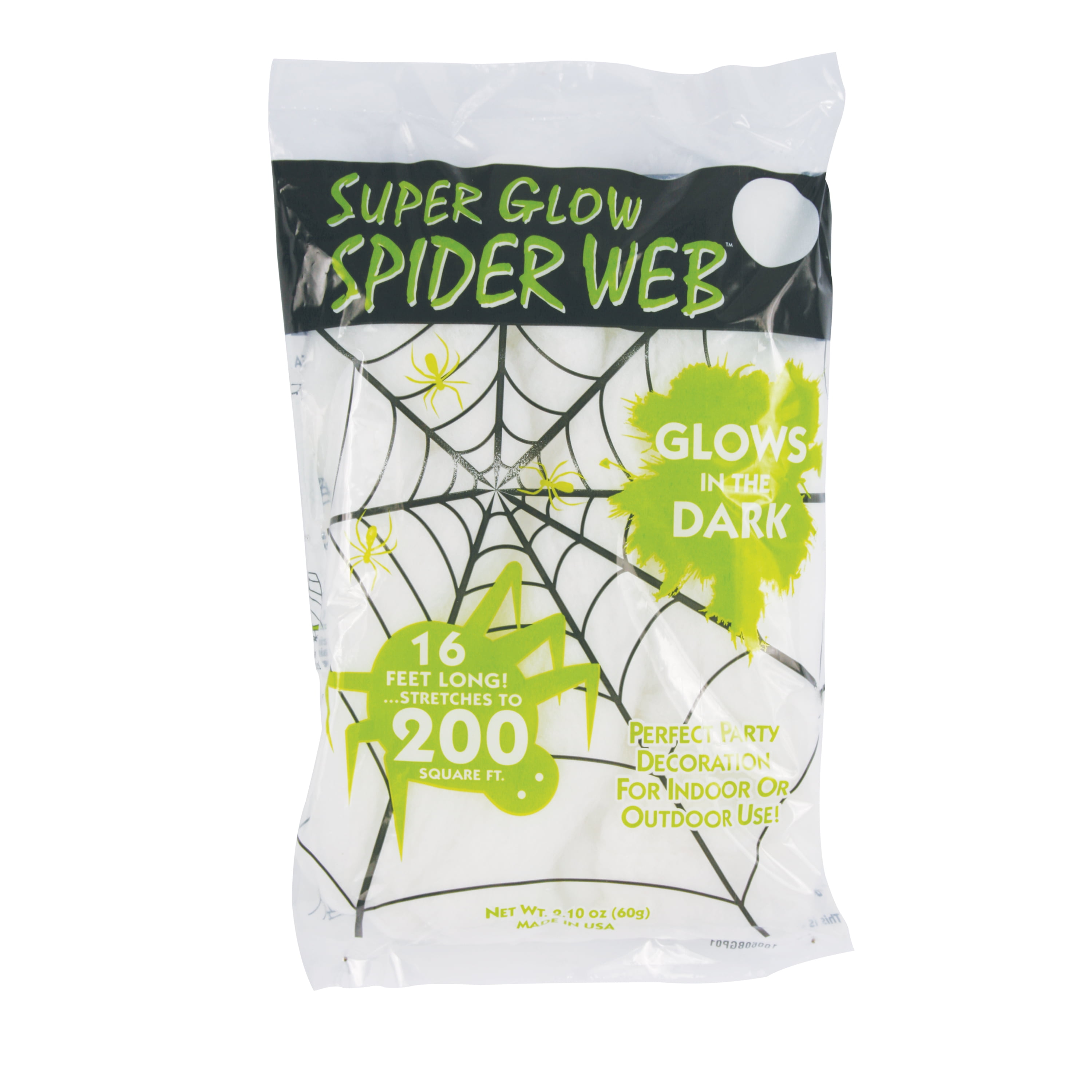 Glow in the Dark Stretch Spider Web Halloween Decoration by Fun World ...