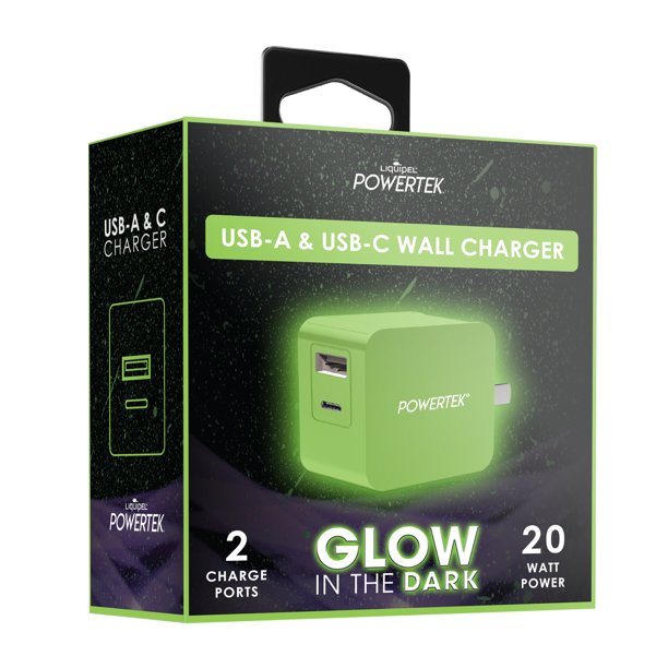 Glow in the Dark USB-C / USB-A Wall Charger - Green - Walmart Business ...