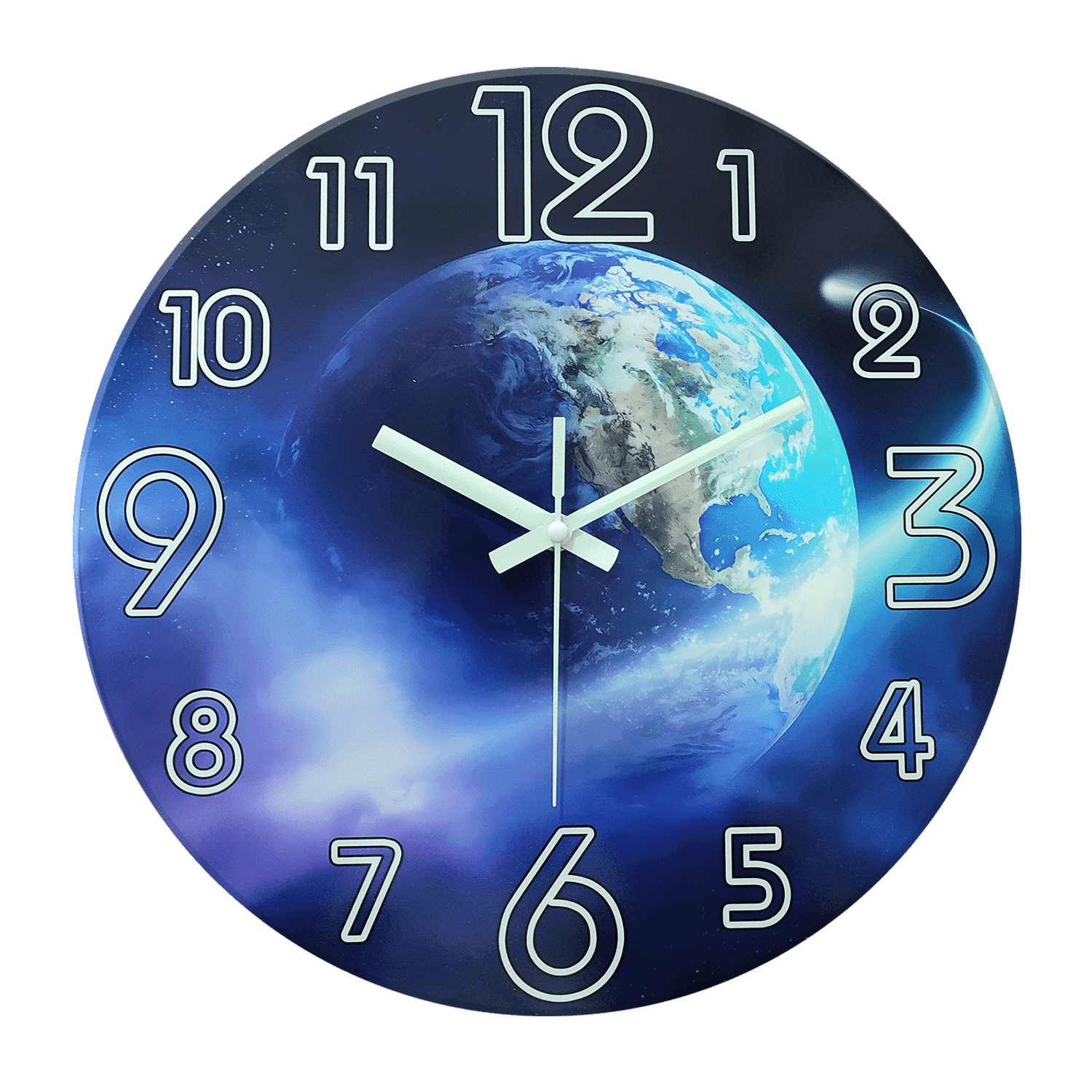 Glow in the Dark Wall Clock for Children Room - Earth Slient Wall Clock ...