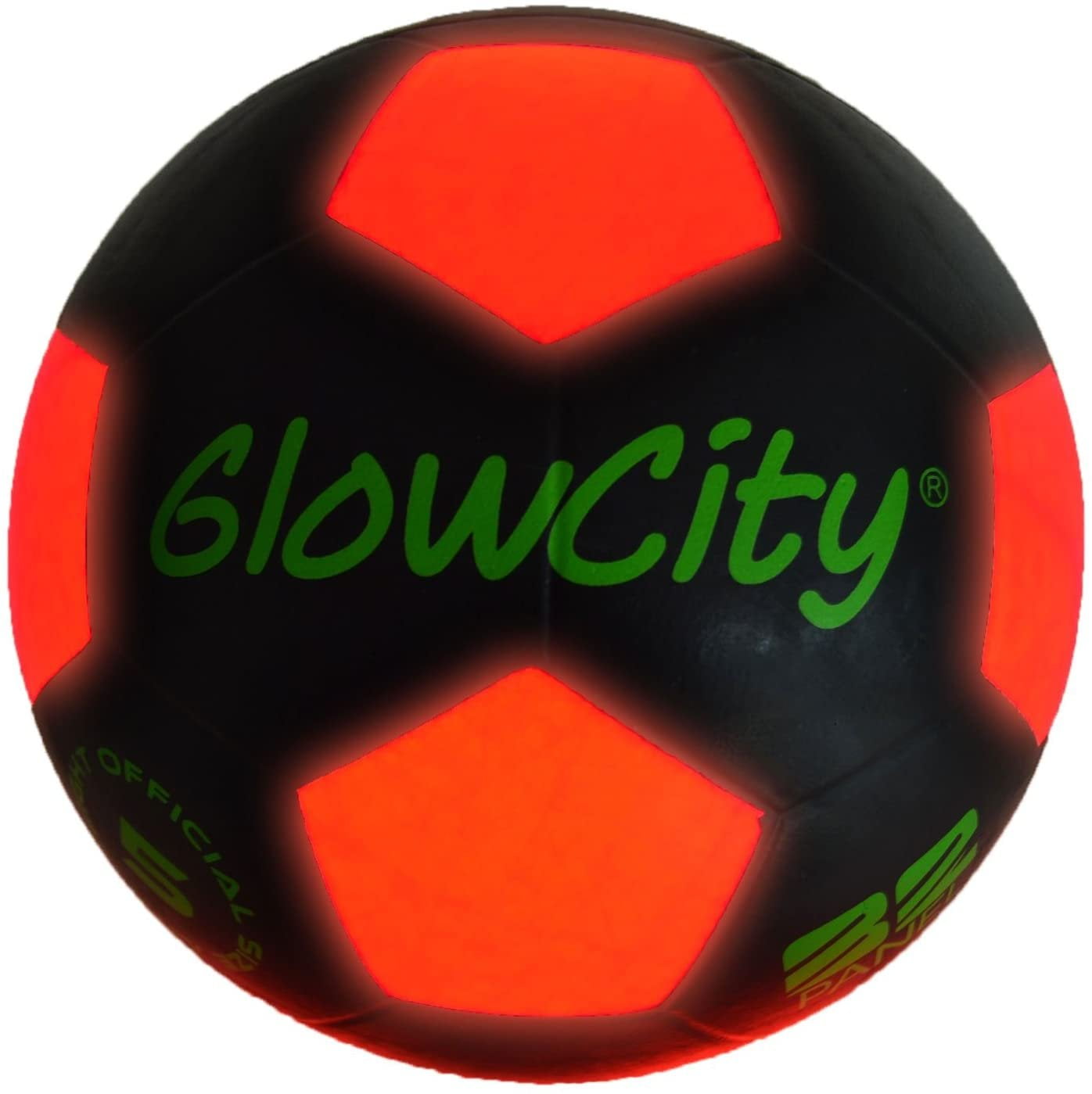 GlowCity Neon Sports LED Soccer Ball - Glows Bright Red/Orange, Battery ...