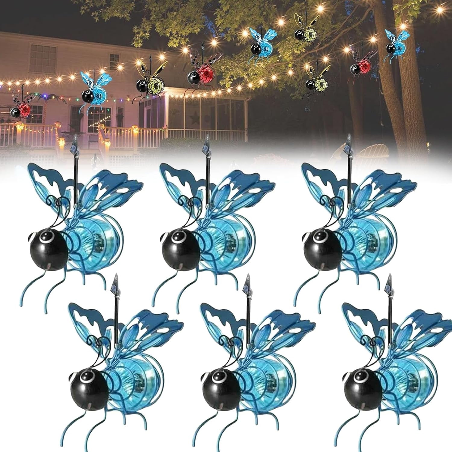 GlowLink Solar Bee Light - Outdoor Hanging Garden Lantern, Solar Bee ...
