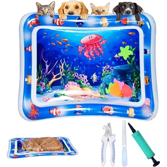 GlowPad, Cat Water Mat with Fish, 24in Thickened Anti-Scratch Water Mat ...