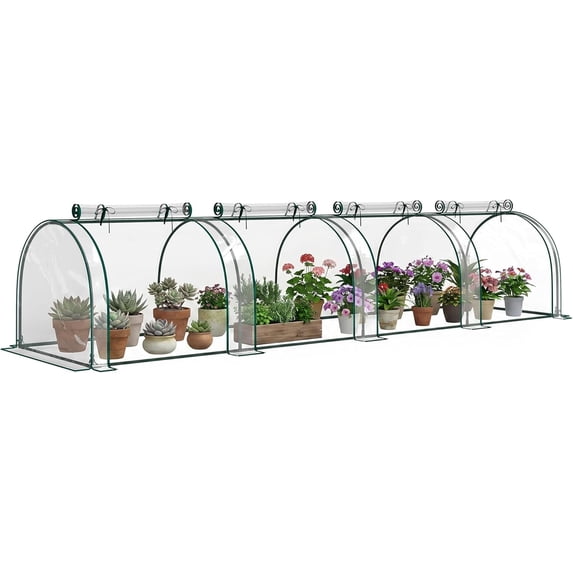 GlowPlume 13' x 3' x 2.5' Mini Greenhouse, Portable Tunnel Green House ...