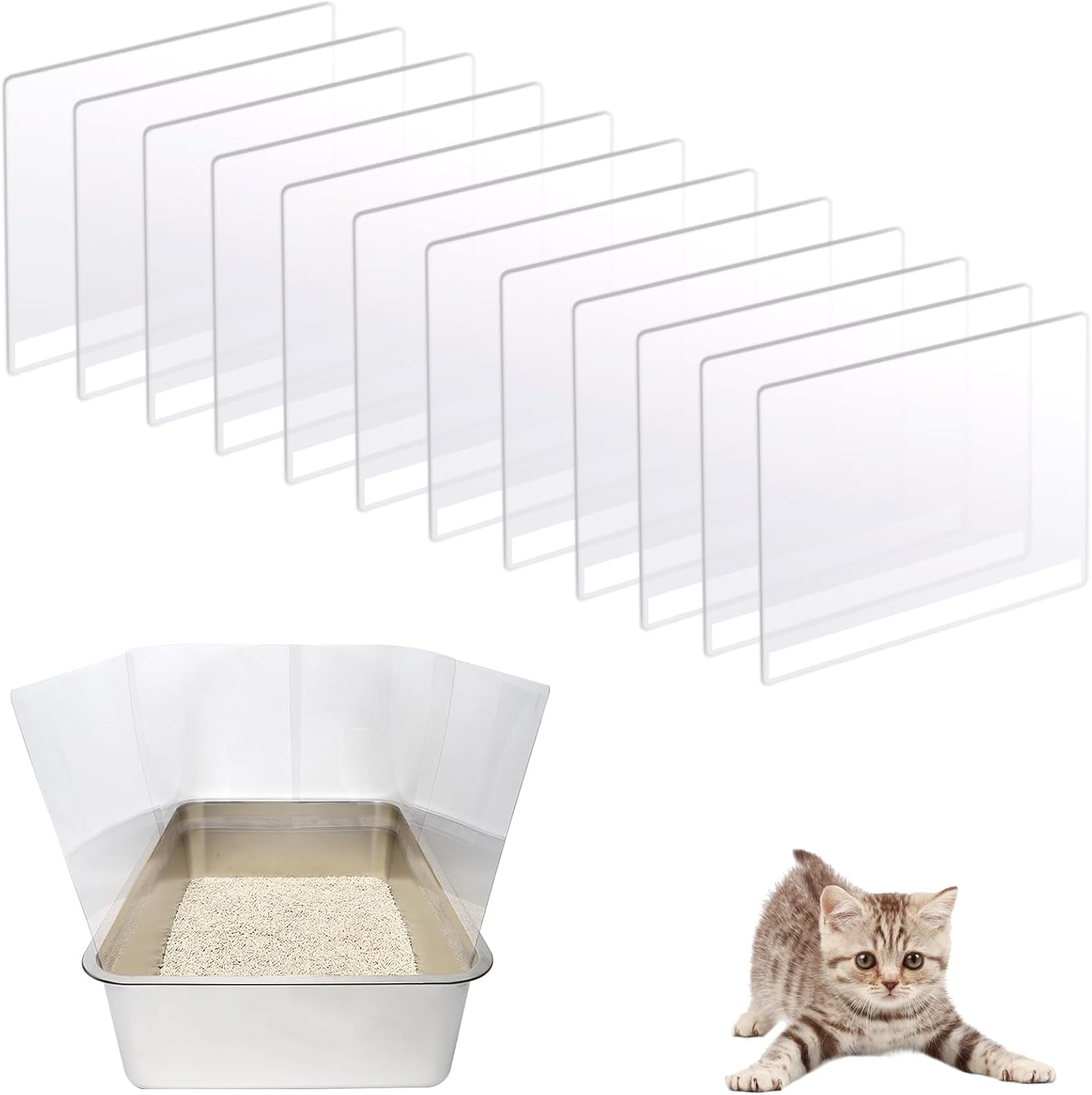GlowPorts 12PCS Cat Litter Box Pee Shields,Transparent Easy Clean ...