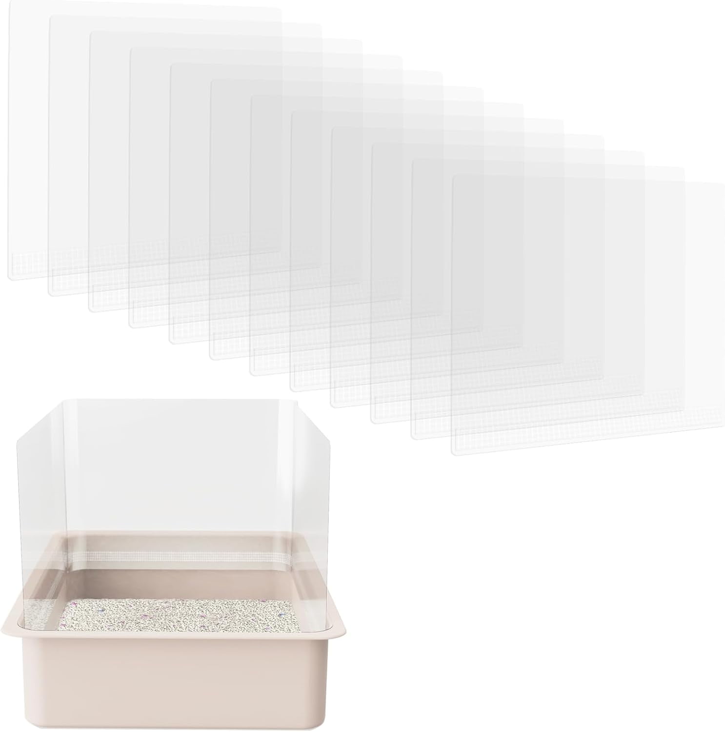 GlowPorts 12Pcs Cat Litter Box Pee Shields - Open Top Litter Box Splash ...