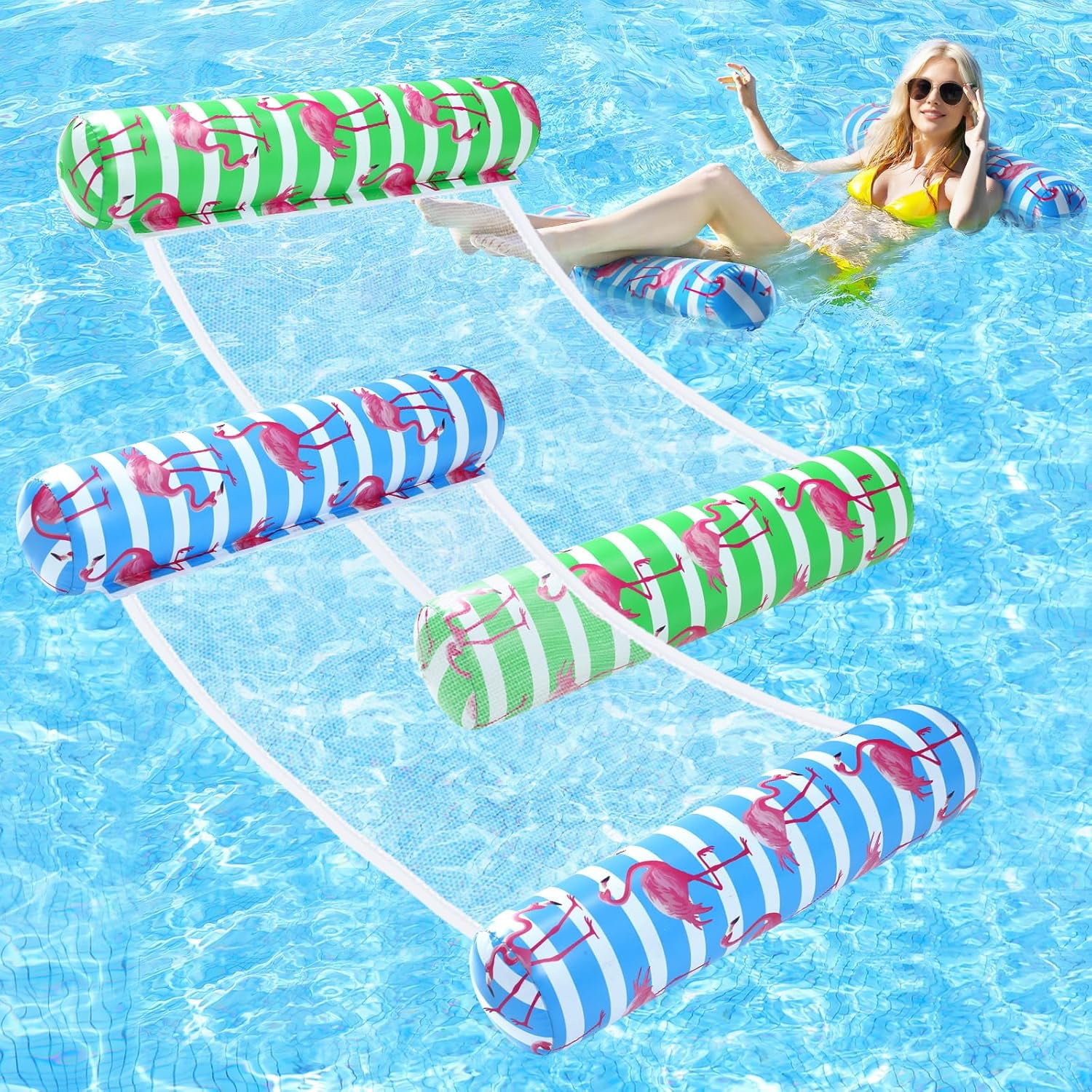GlowPorts 2 Pack Inflatable Pool Floats Rafts, 4-in-1 Pool Floaties for ...