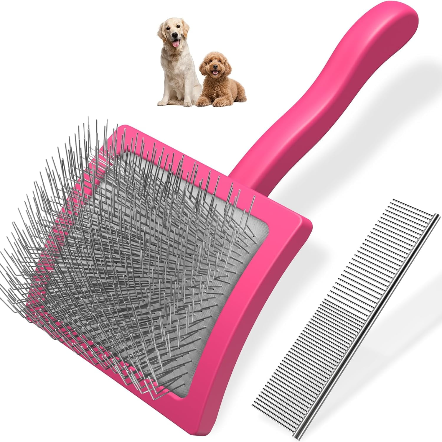2PCS Slicker Brush for Dogs & Pet Comb,Professional Dog Grooming Brush ...