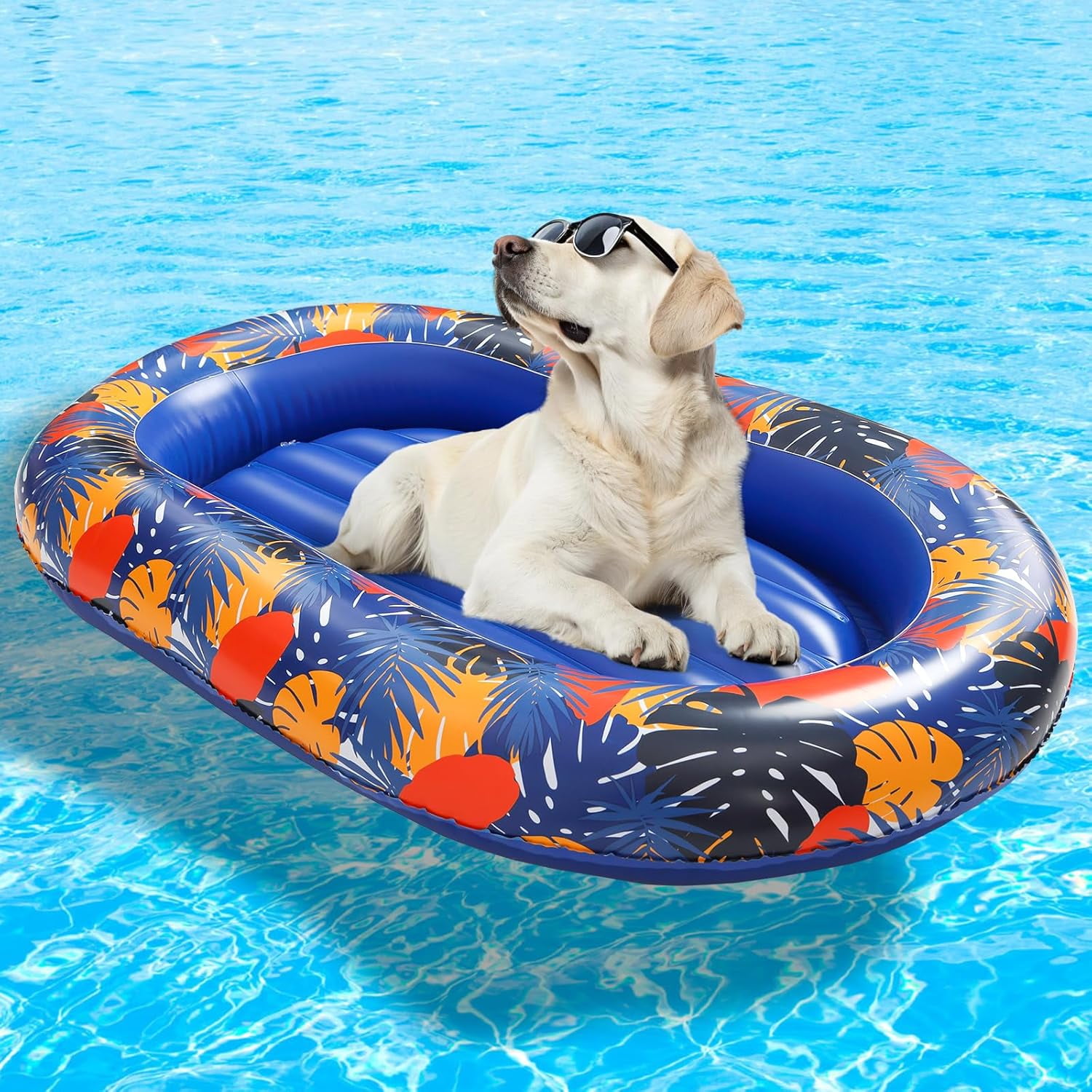 GlowPorts Dog Pool Float Inflatable Dog Raft, Large Ride Hawaii Dog ...