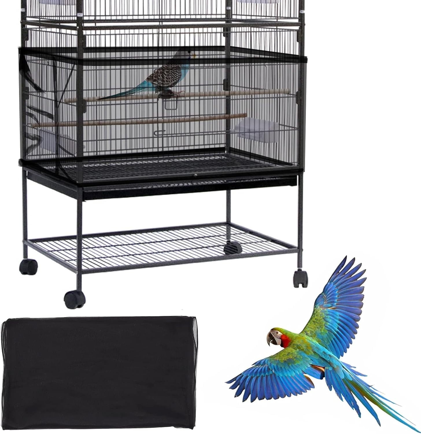 GlowPorts Large Bird Cage Cover, Bird Cage Seed Catcher, Adjustable ...