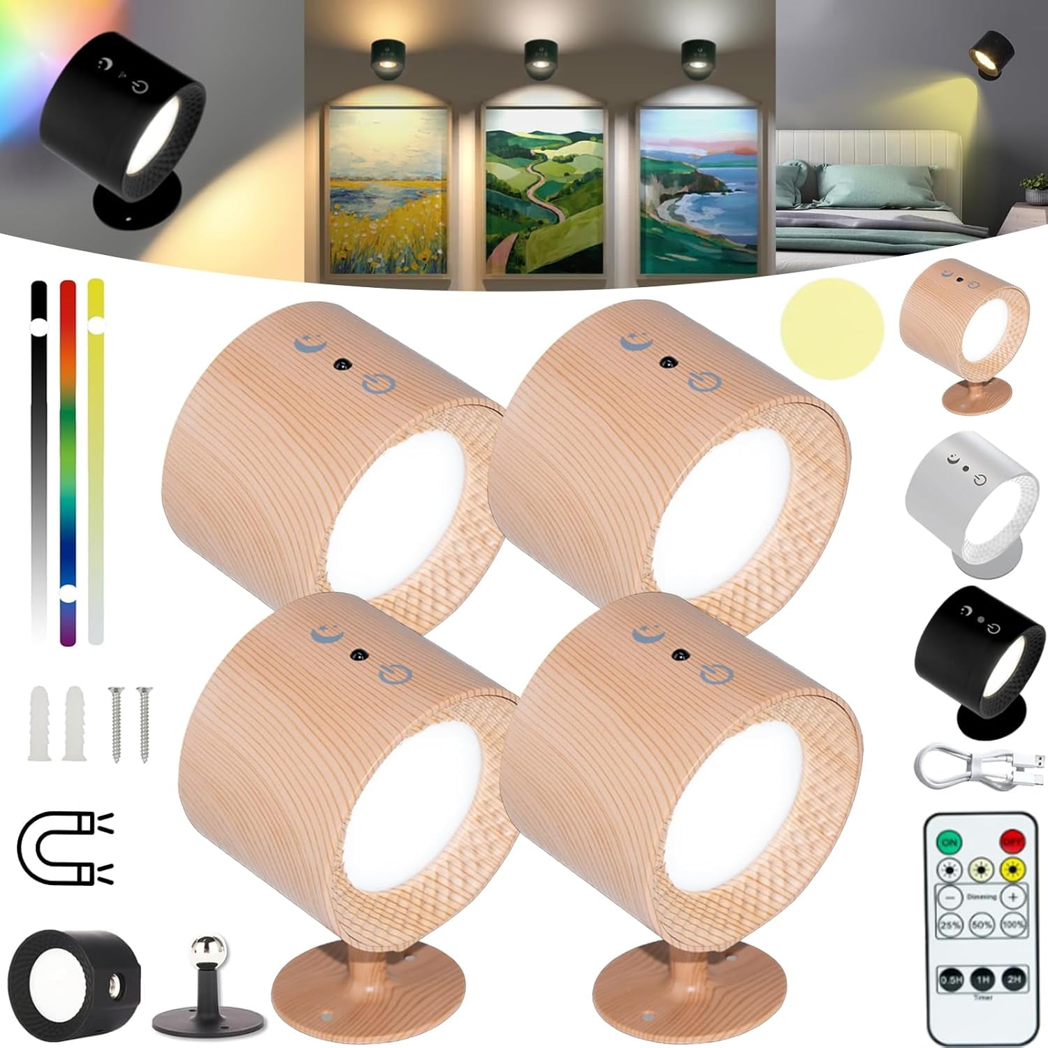 GlowRight Indoor Everywhere Light 2.0, Smart+ Halo Lux, 3 Color Temperatures & Dimmable Magnetic ...