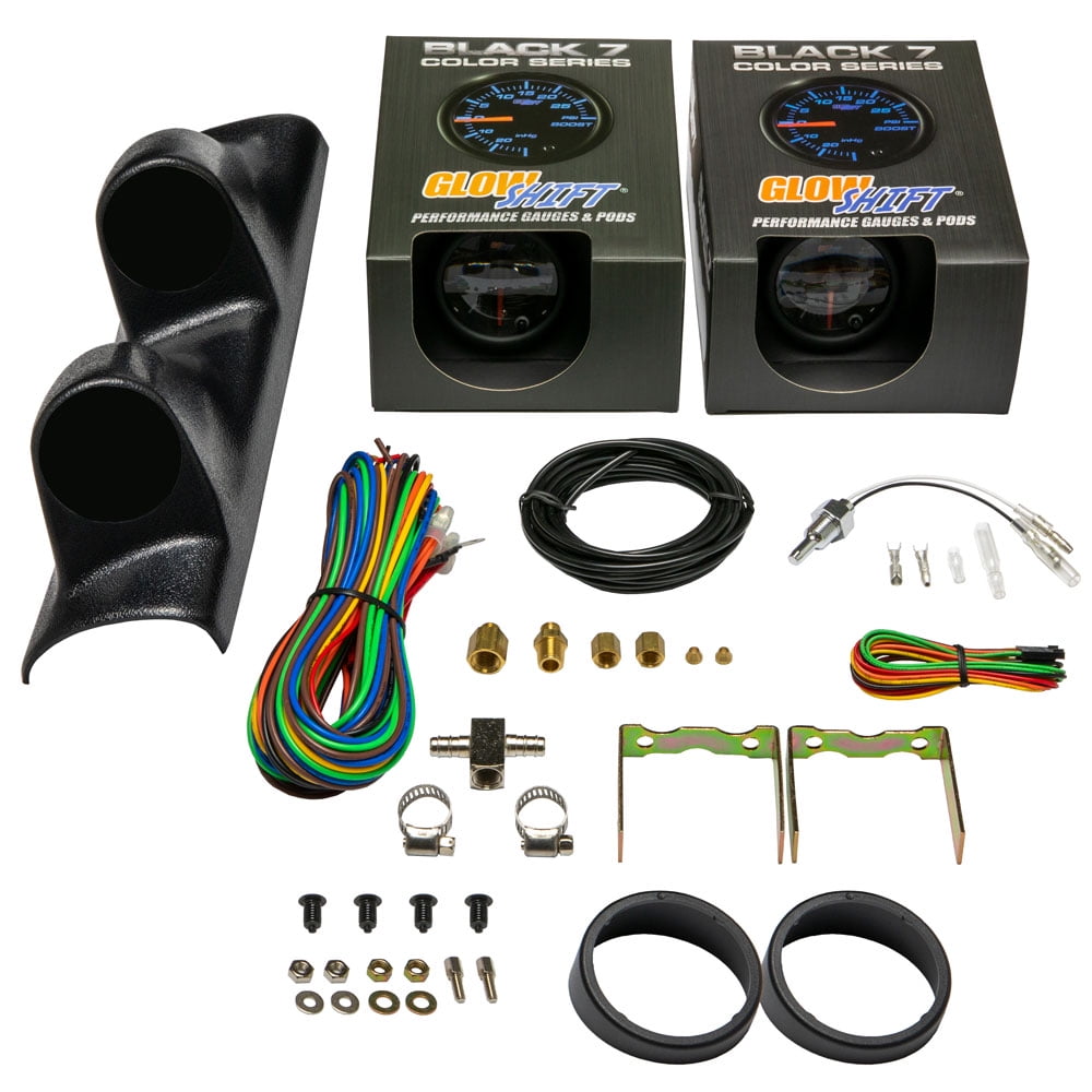 GlowShift | 1987-1997 Ford F-Series Powerstroke Black Dual Gauge Pillar ...
