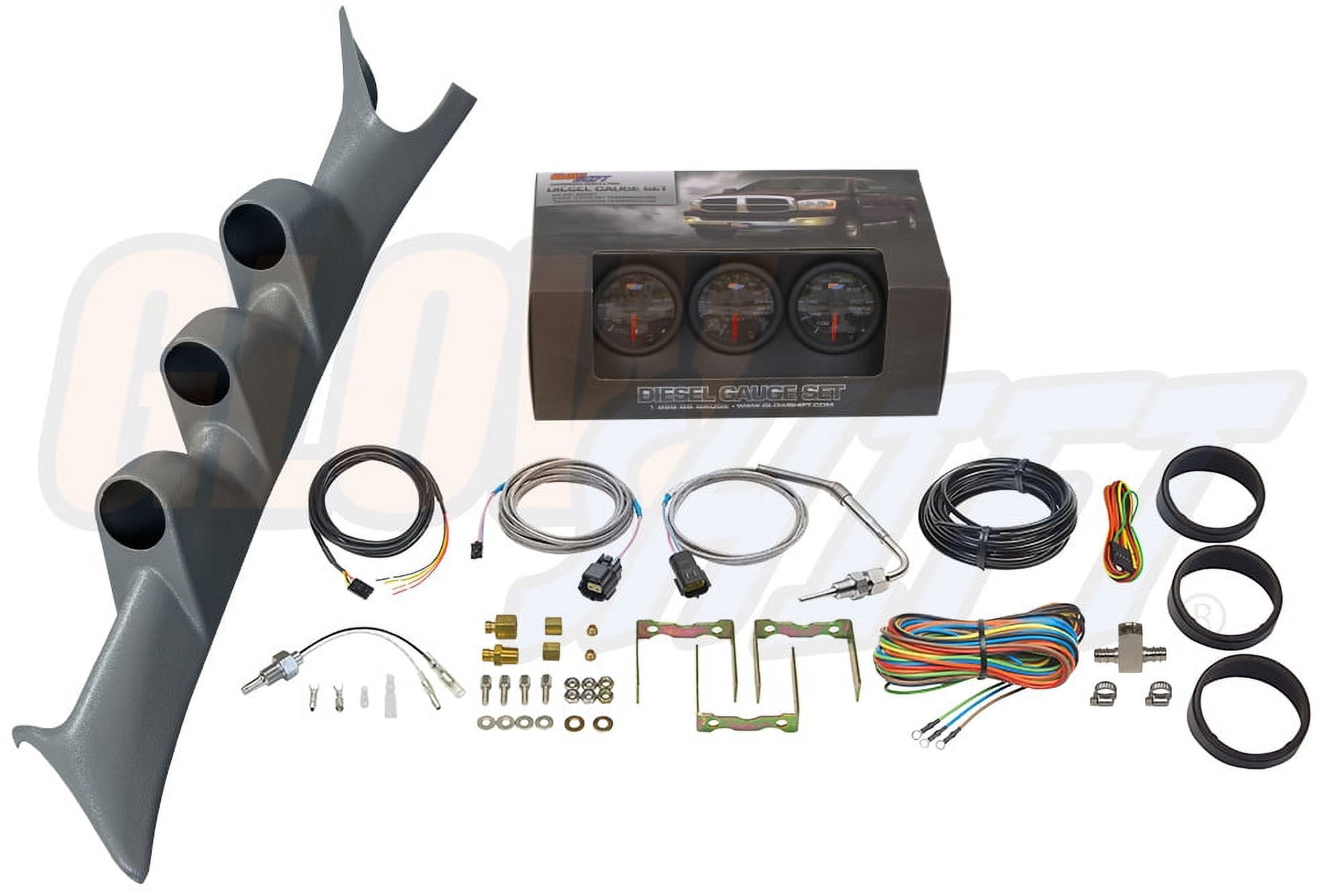 GlowShift | 1999-2007 Ford Super Duty 6.0 Powerstroke & 7.3 Powerstroke Gray Triple Pillar Pod ...