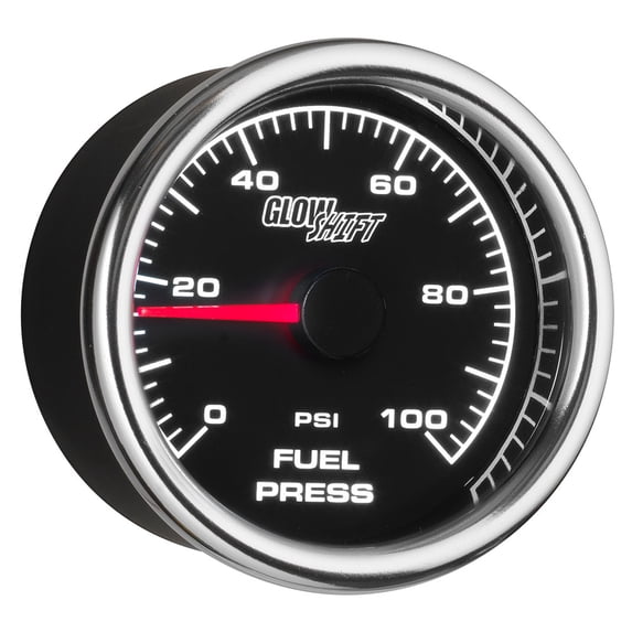 GlowShift 2-5/8" Black & White Racing Series 100 PSI Fuel Pressure ...