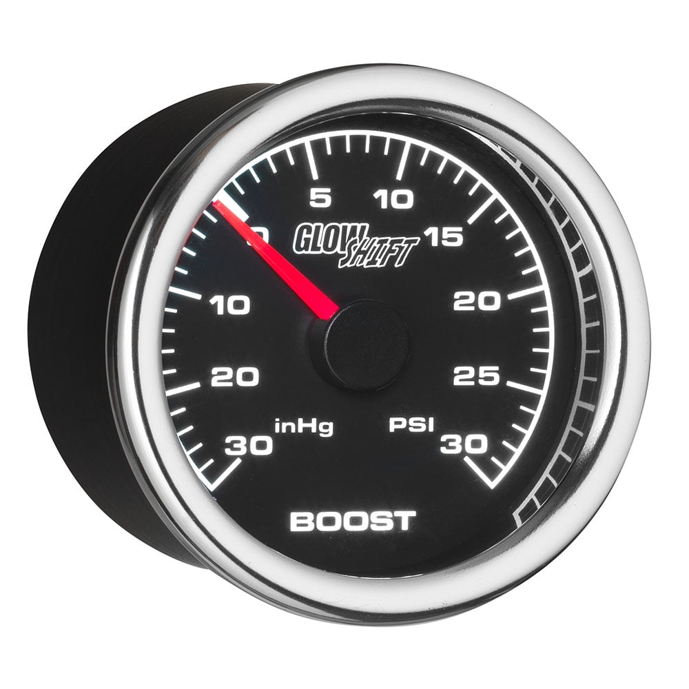 GlowShift 2-5/8" Black & White Racing Series 30 PSI Boost/Vacuum Gauge ...