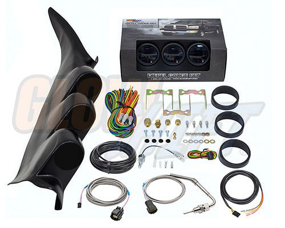 GlowShift | 2000-2006 Chevy Silverado 6.6 Duramax Graphite Triple Gauge ...